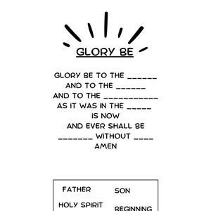 Catholic Kids Worksheet| Glory Be Prayer| Common Catholic Prayers ...