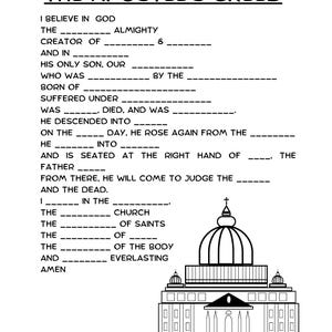 Catholic Kids Worksheet| the Apostles Creed| Common Catholic Prayers ...