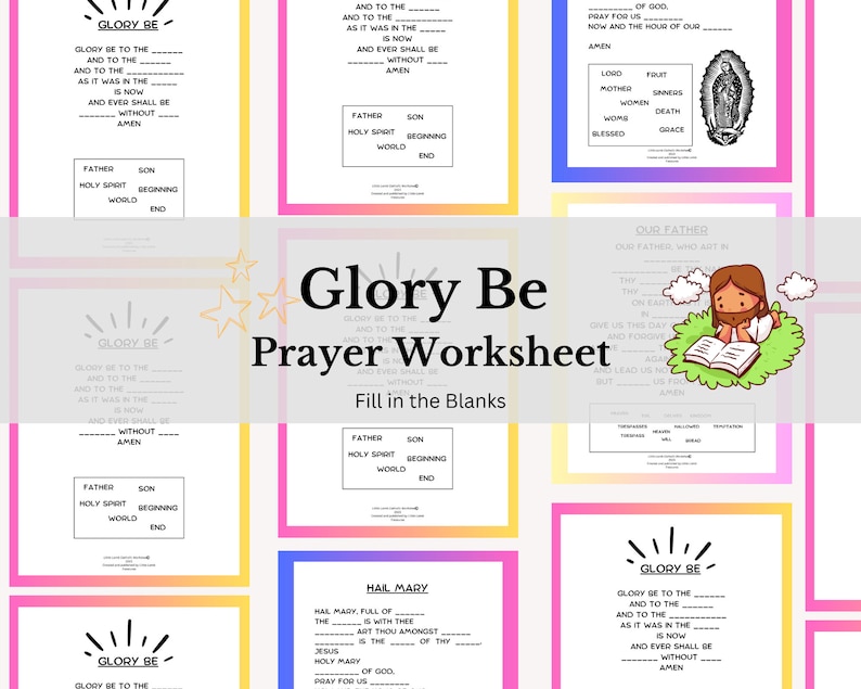 Catholic Kids Worksheet| Glory Be Prayer| Common Catholic Prayers ...