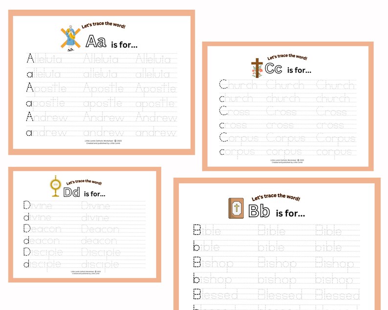 Alphabet Tracing Worksheet | Catholic Kids | ABC Letter | Writing ...