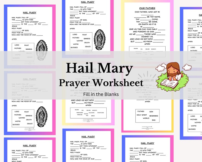Catholic Kids Worksheet | Hail Mary | Digital Print | Common Catholic ...
