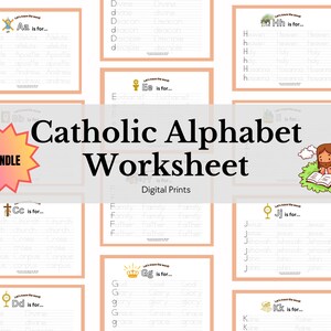 Alphabet Tracing Worksheet Catholic Kids ABC Letter - Etsy