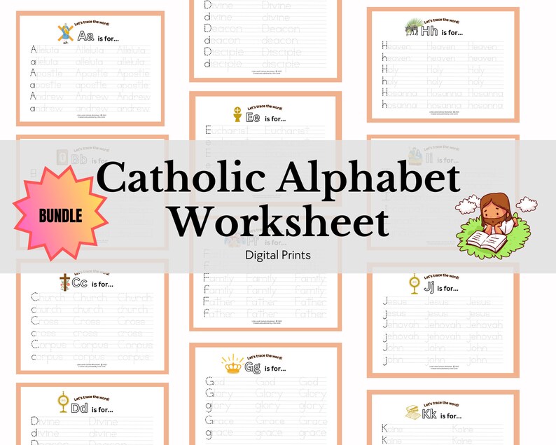 Alphabet Tracing Worksheet | Catholic Kids | ABC Letter | Writing ...