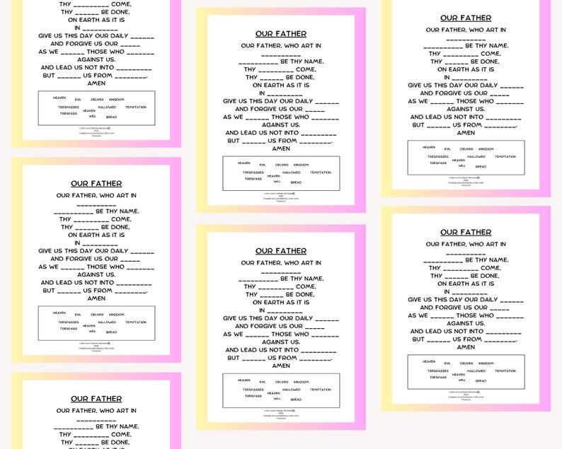 Catholic Kids Worksheet | Our Father | the Lord's Prayer | Common ...