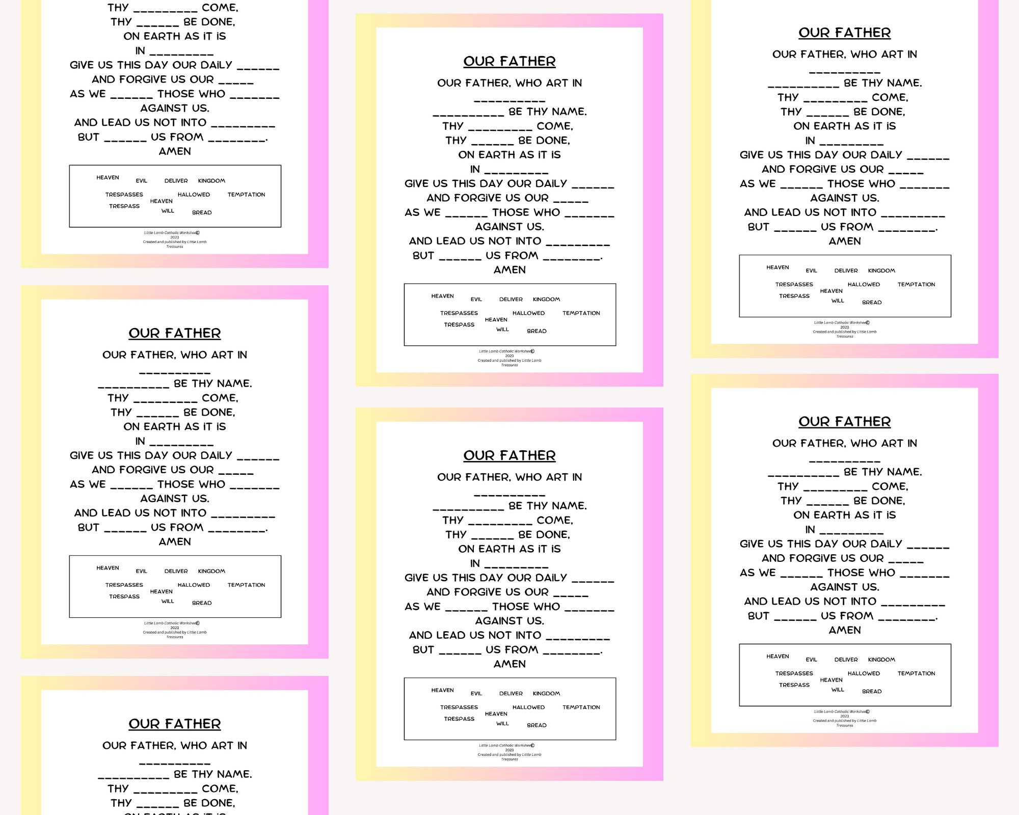 Catholic Kids Worksheet | Our Father | the Lord's Prayer | Common ...