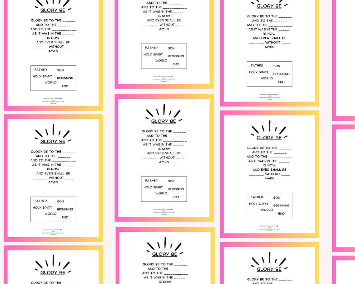 Catholic Kids Worksheet| Glory Be Prayer| Common Catholic Prayers ...