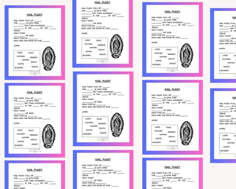 Catholic Kids Worksheet | Hail Mary | Digital Print | Common Catholic ...