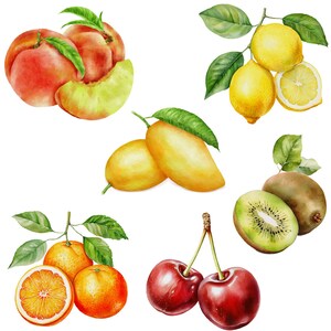 Fruit Clip Art for Kids, PNG Watercolor, Fruits Clipart, Invitation Art ...