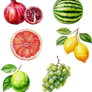 Fruit Clip Art for Kids, PNG Watercolor, Fruits Clipart, Invitation Art ...