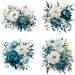 Teal Floral Clip Art, JPG Blue Roses, Green Flower Watercolor Clipart ...