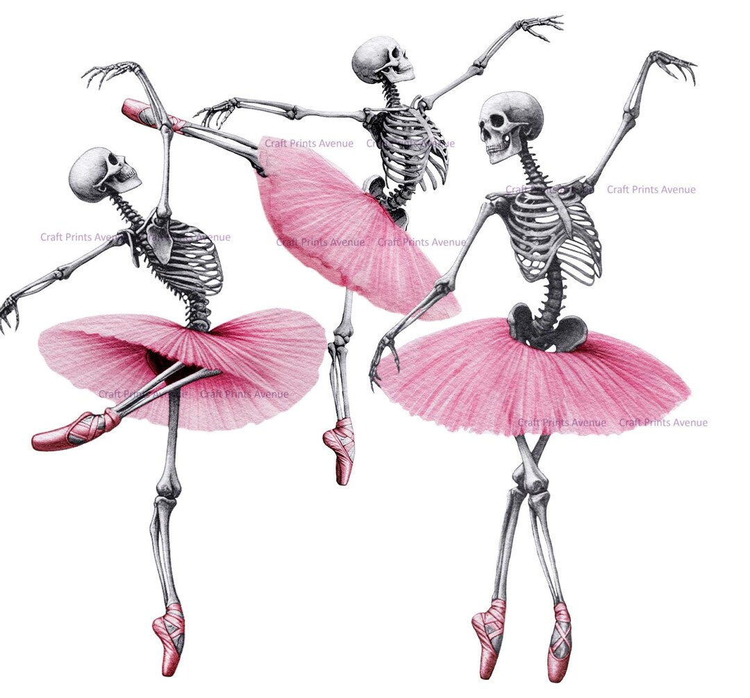 Dancing Skeleton Halloween Png, Ballet Skeletons Png, Sublimation ...