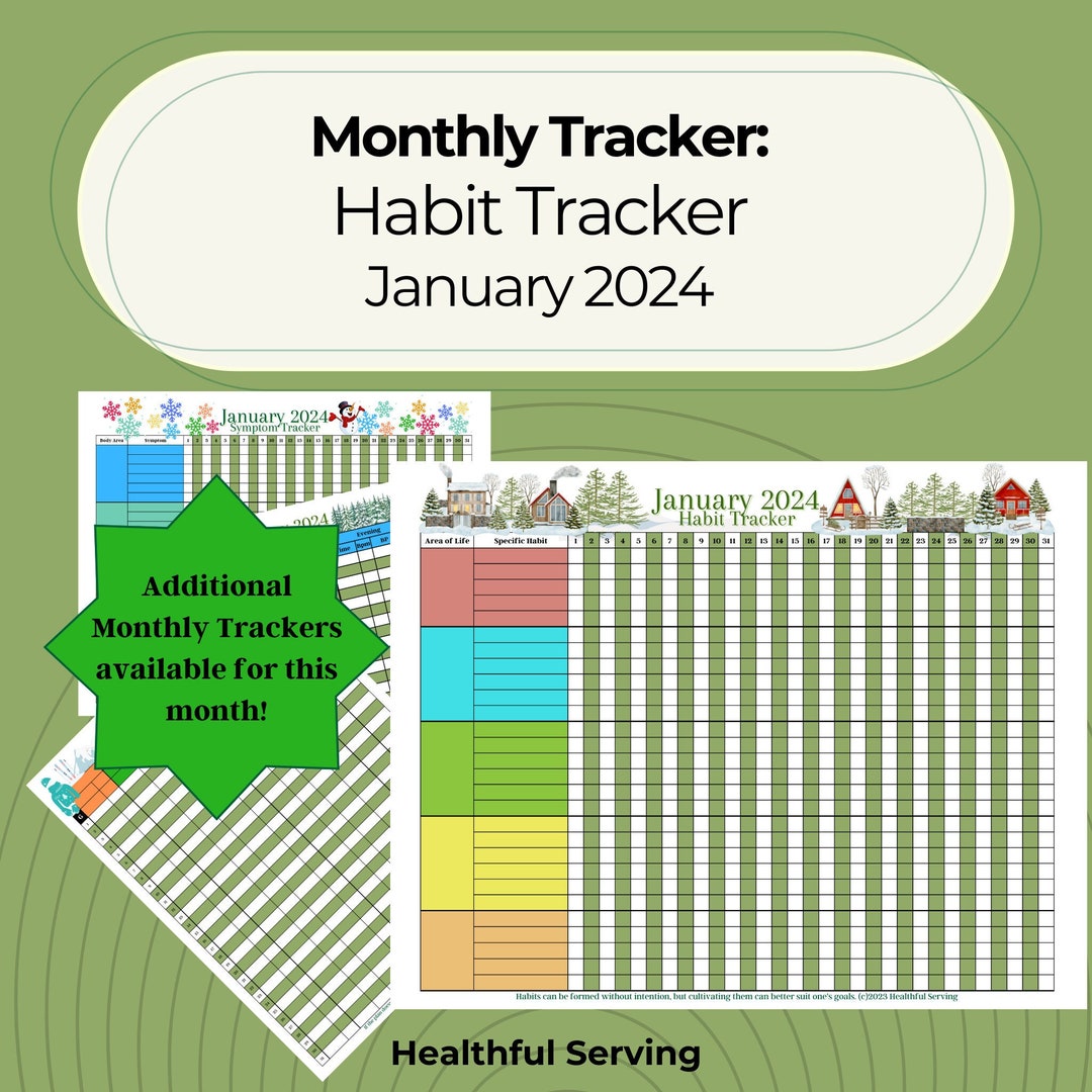 Habit Tracker for January 2024 Health & Wellness Tracking Daily Check ...