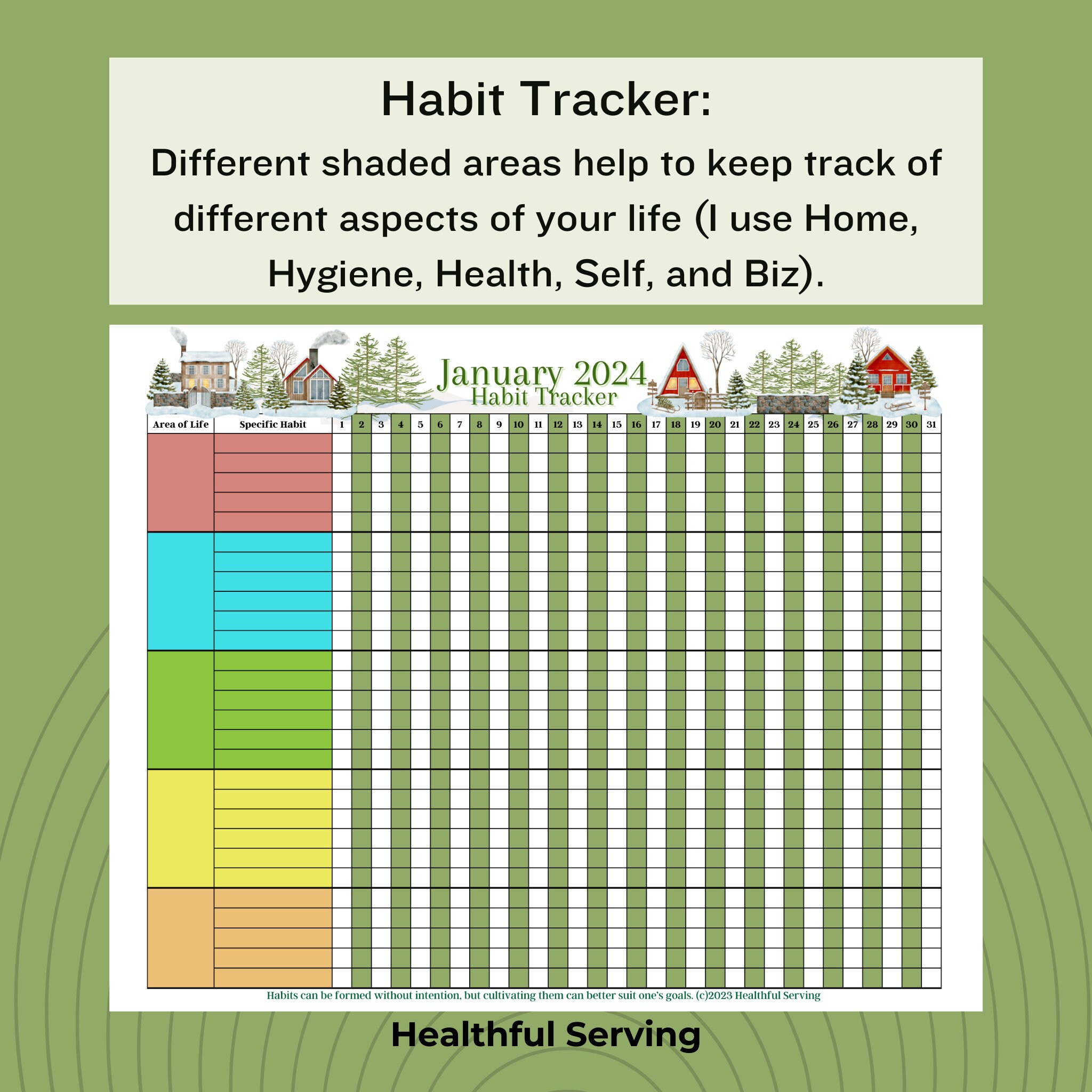 Habit Tracker for January 2024 Health & Wellness Tracking Daily Check ...