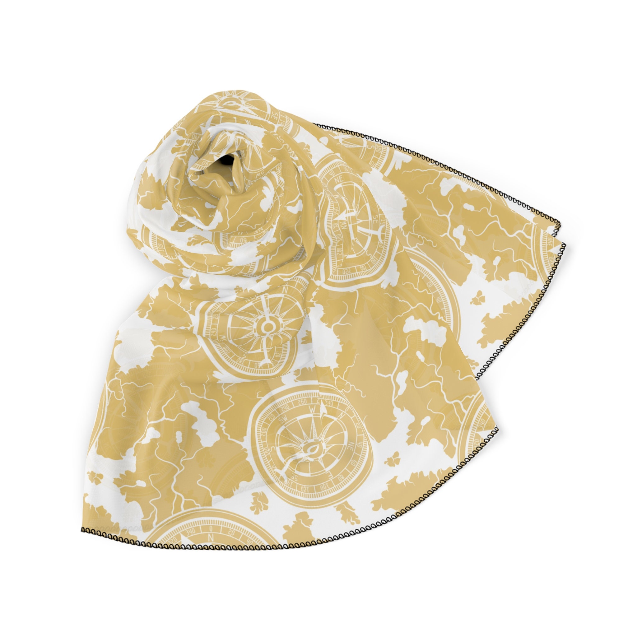 Golden Compass Rose and Map Scarf - Etsy