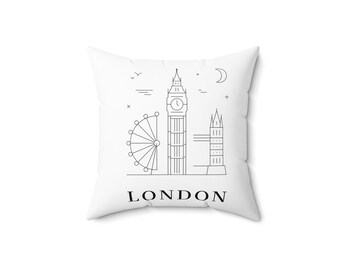 London Skyline Pillow London Cityscape Throw Pillow Modern - Etsy