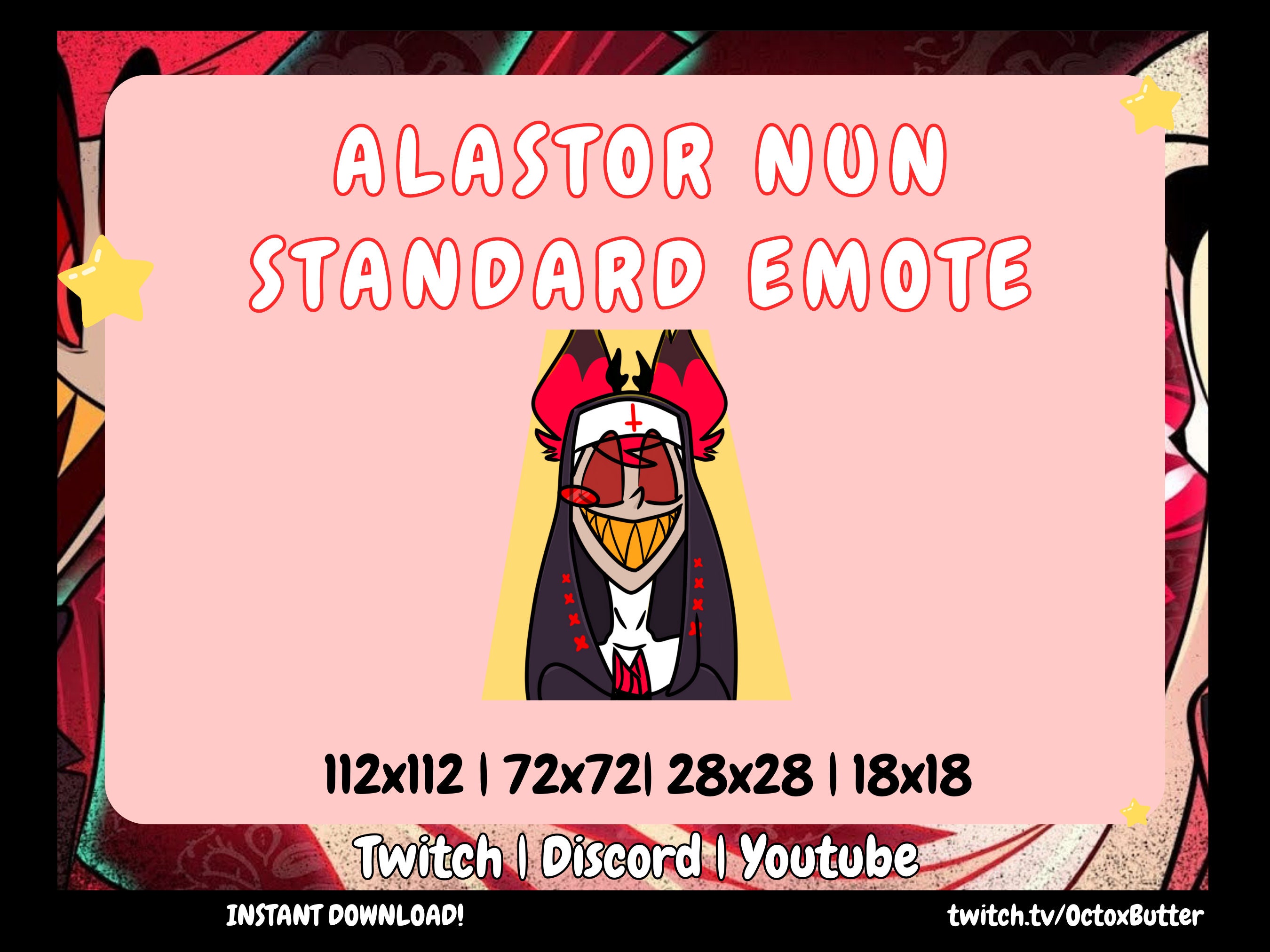 Alastor Nun Twitch Emote | Hazbin Hotel Emote | Discord Emote | Youtube ...