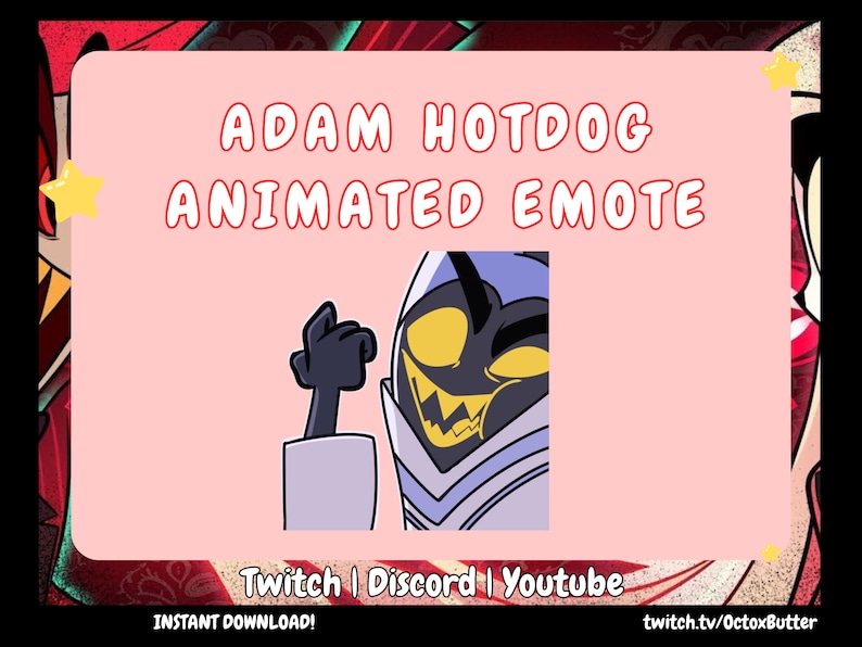 Adam "hotdog" Animated Twitch Emote | Hazbin Hotel Emote | Discord ...