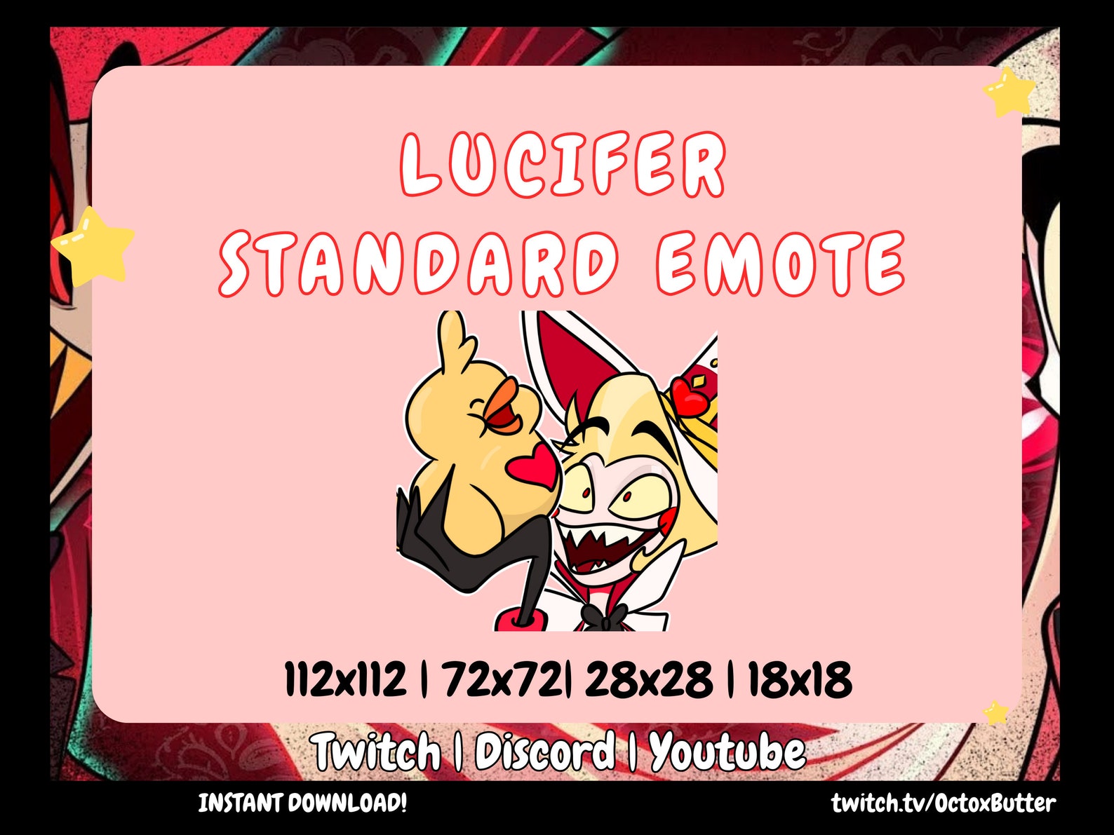Lucifer Duck Emote: Hazbin Hotel Twitch/discord/youtube (instant ...