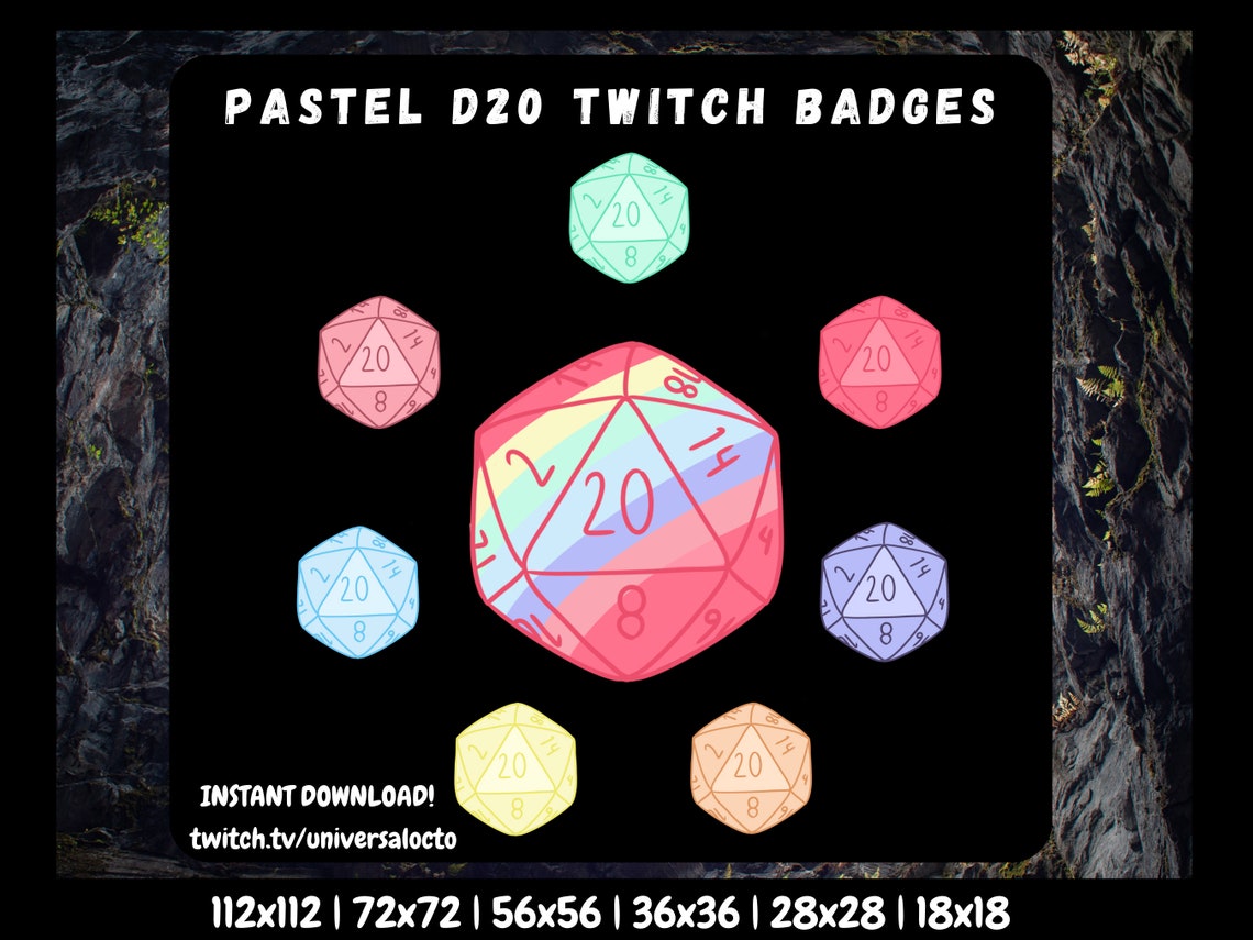 Pastel D20 Twitch Badges: Sub Bit Emotes (digital Download) - Etsy