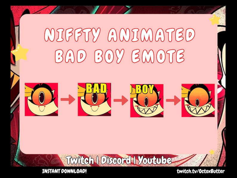 Niffty Bad Boy Animated Twitch Emote Hazbin Hotel Emote Discord Emote