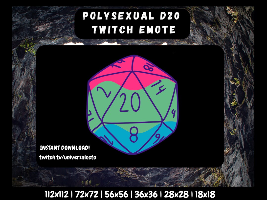 Polysexual Pride D20 Emote: Twitch, Discord, Youtube (instant Download ...