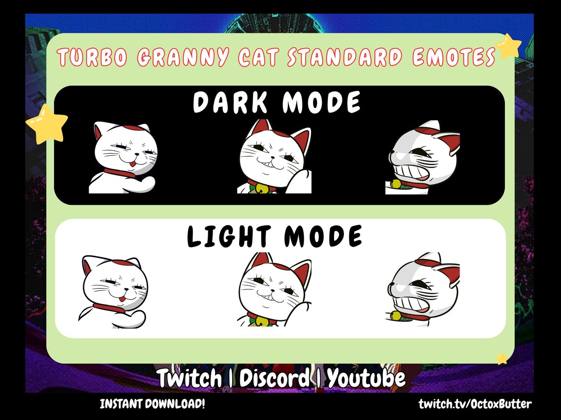 Turbo Granny Cat Emotes: Twitch, Discord, Youtube (digital Download) - Etsy