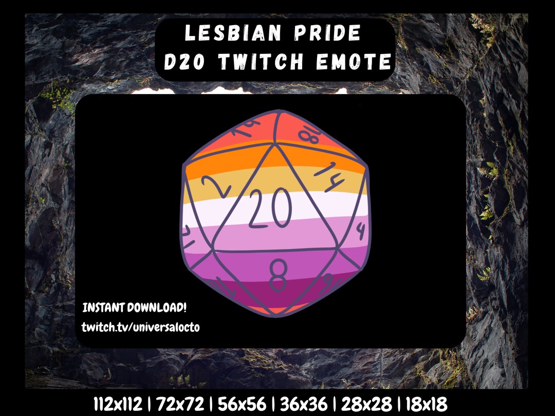 Lesbian Pride D20 Emote: Twitch, Discord, Youtube (digital Download) - Etsy