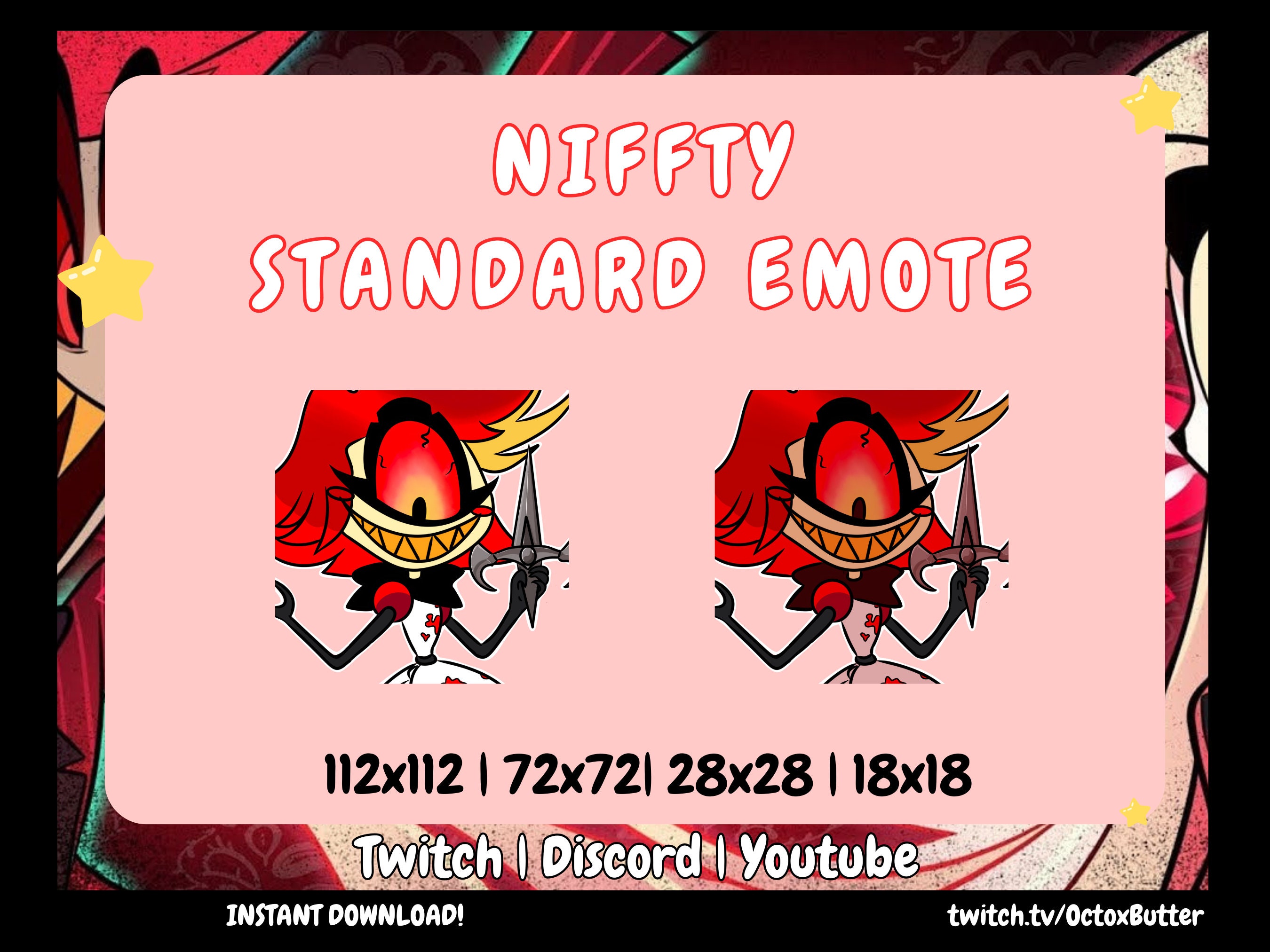 Niffty Twitch Emote Hazbin Hotel Emote Discord Emote Youtube Emote - Etsy