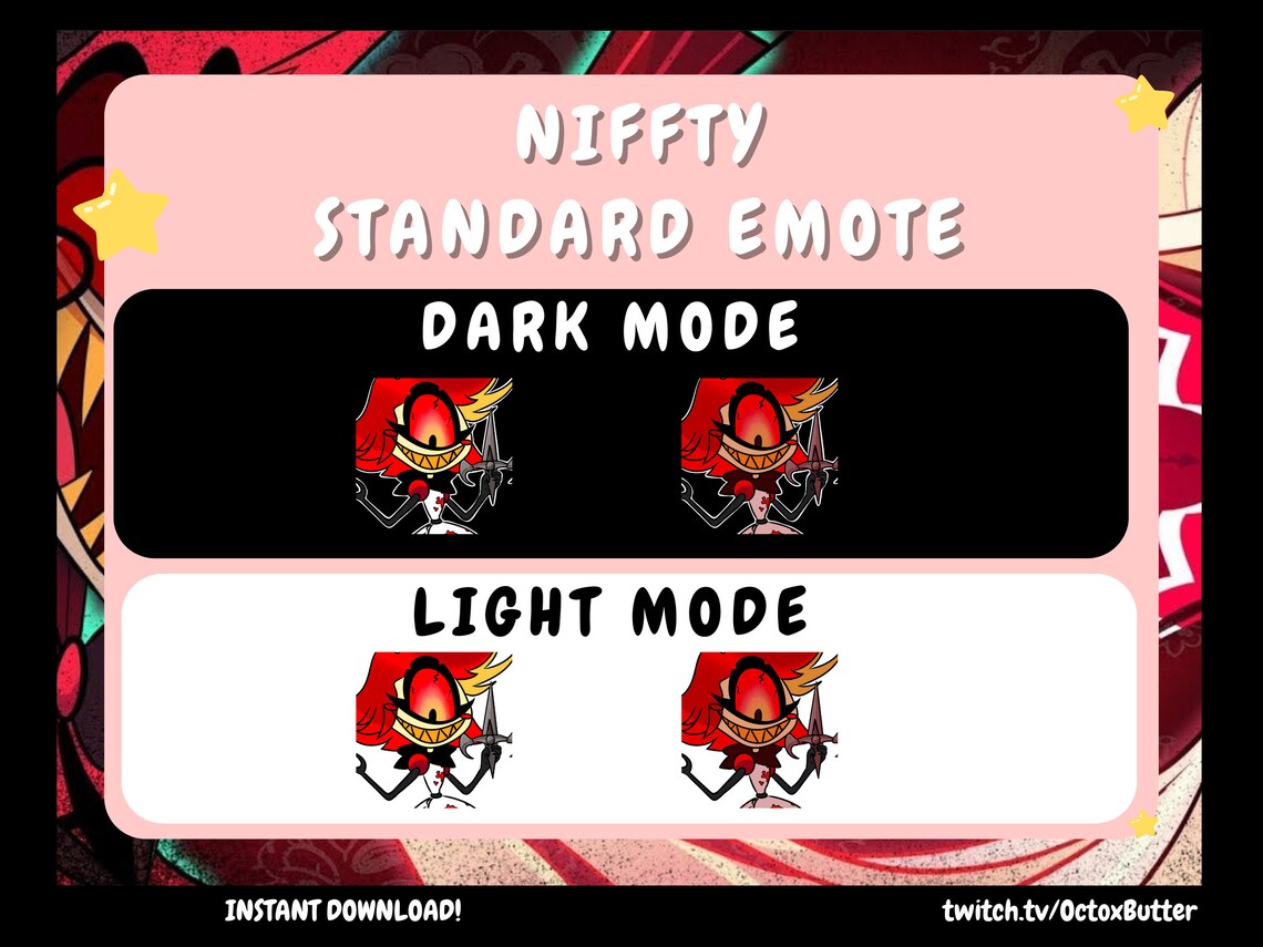 Niffty Twitch Emote Hazbin Hotel Emote Discord Emote Youtube Emote Etsy