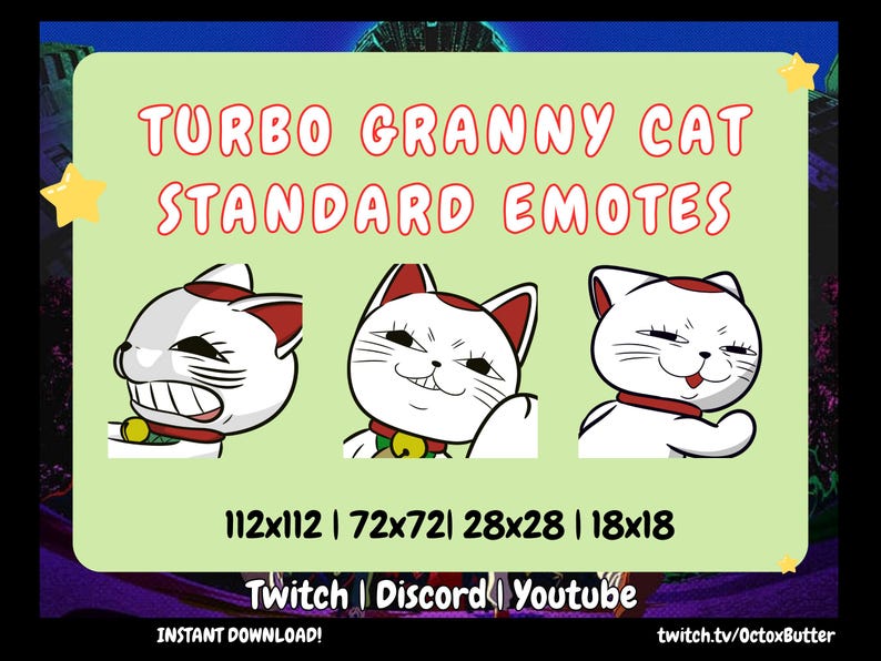 Turbo Granny Cat Emotes: Twitch, Discord, Youtube (digital Download) - Etsy