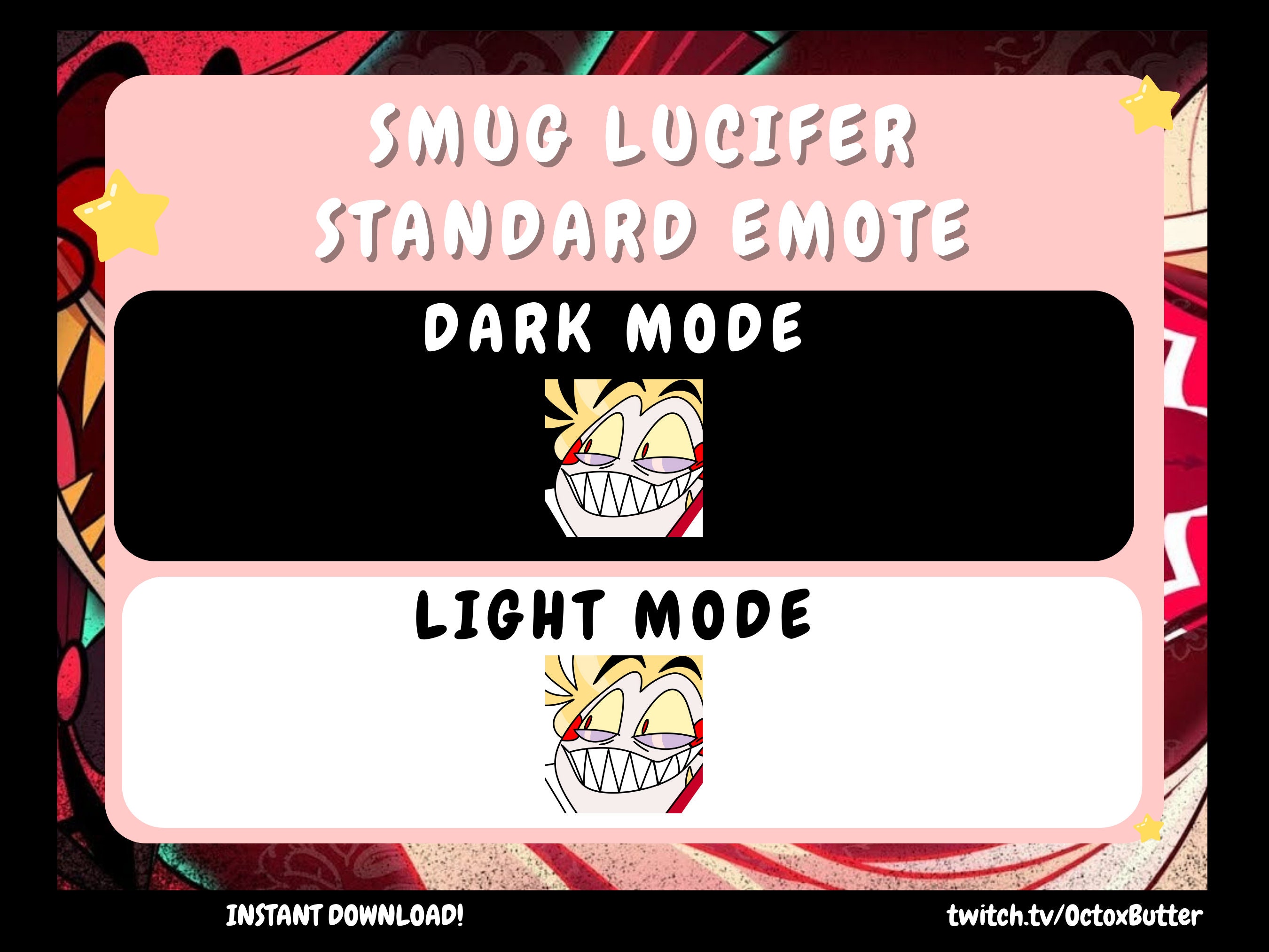 Lucifer Smug Smile Emote: Hazbin Hotel Twitch Emote (instant Download ...