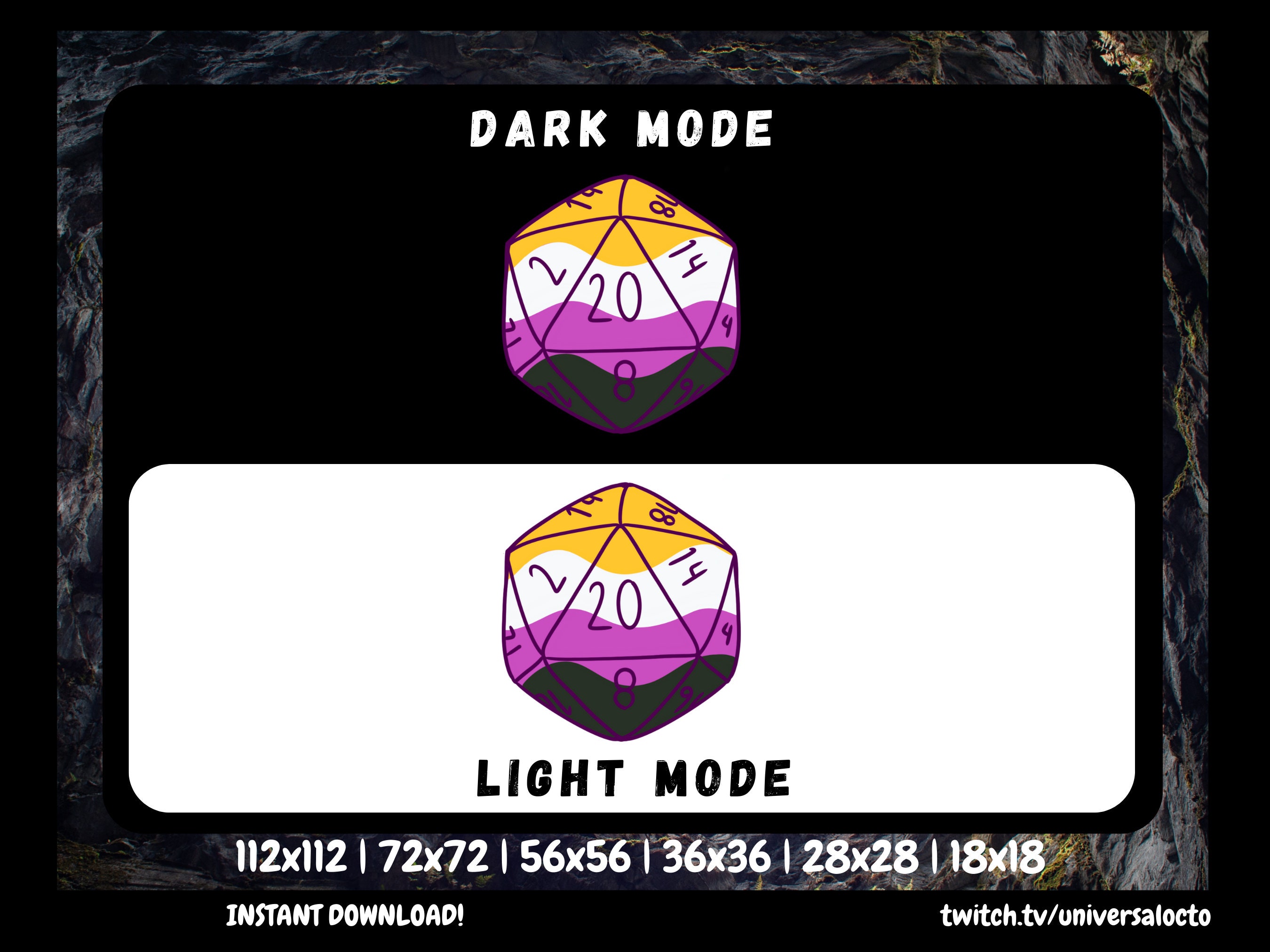 Non-binary D20 Twitch Emote Youtube Emote Discord Emote - Etsy