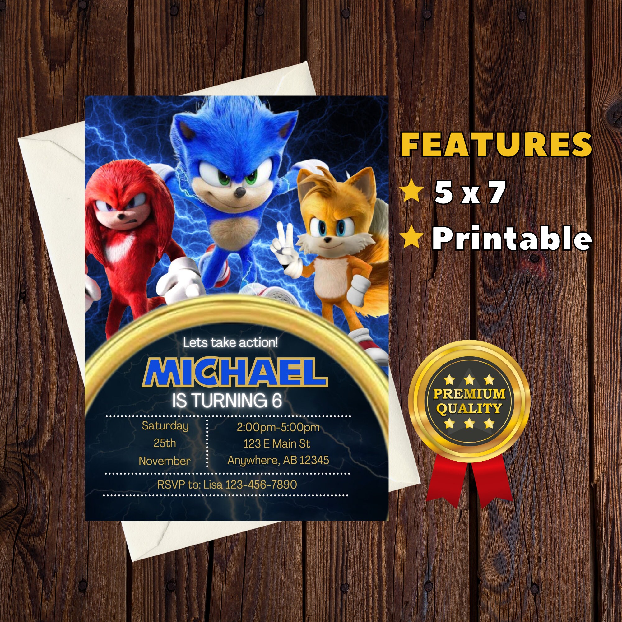 Sonic the Hedgehog Birthday Invitation | Sonic Editable Digital ...