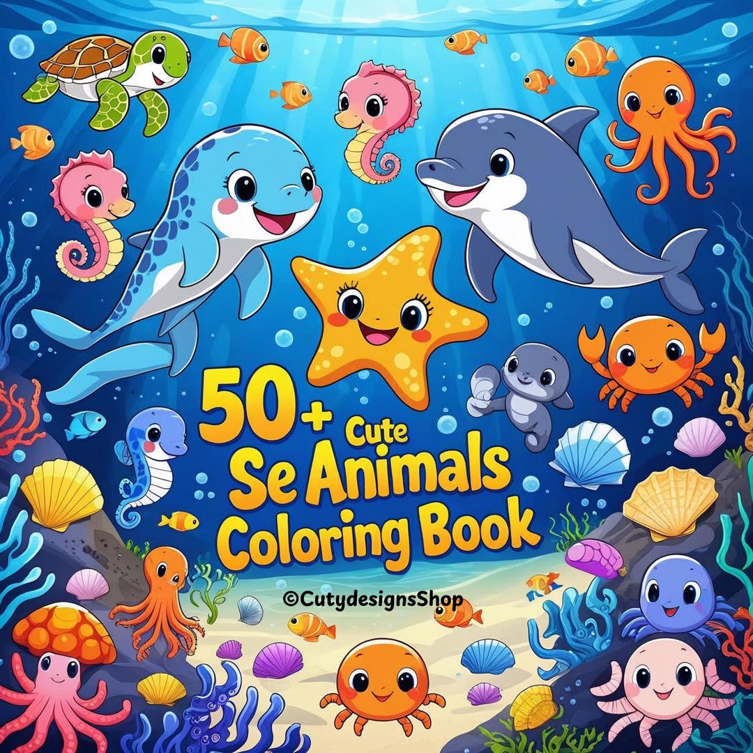 50+ Cute Sea Animals Coloring Pages for Kids – Printable Ocean Coloring ...