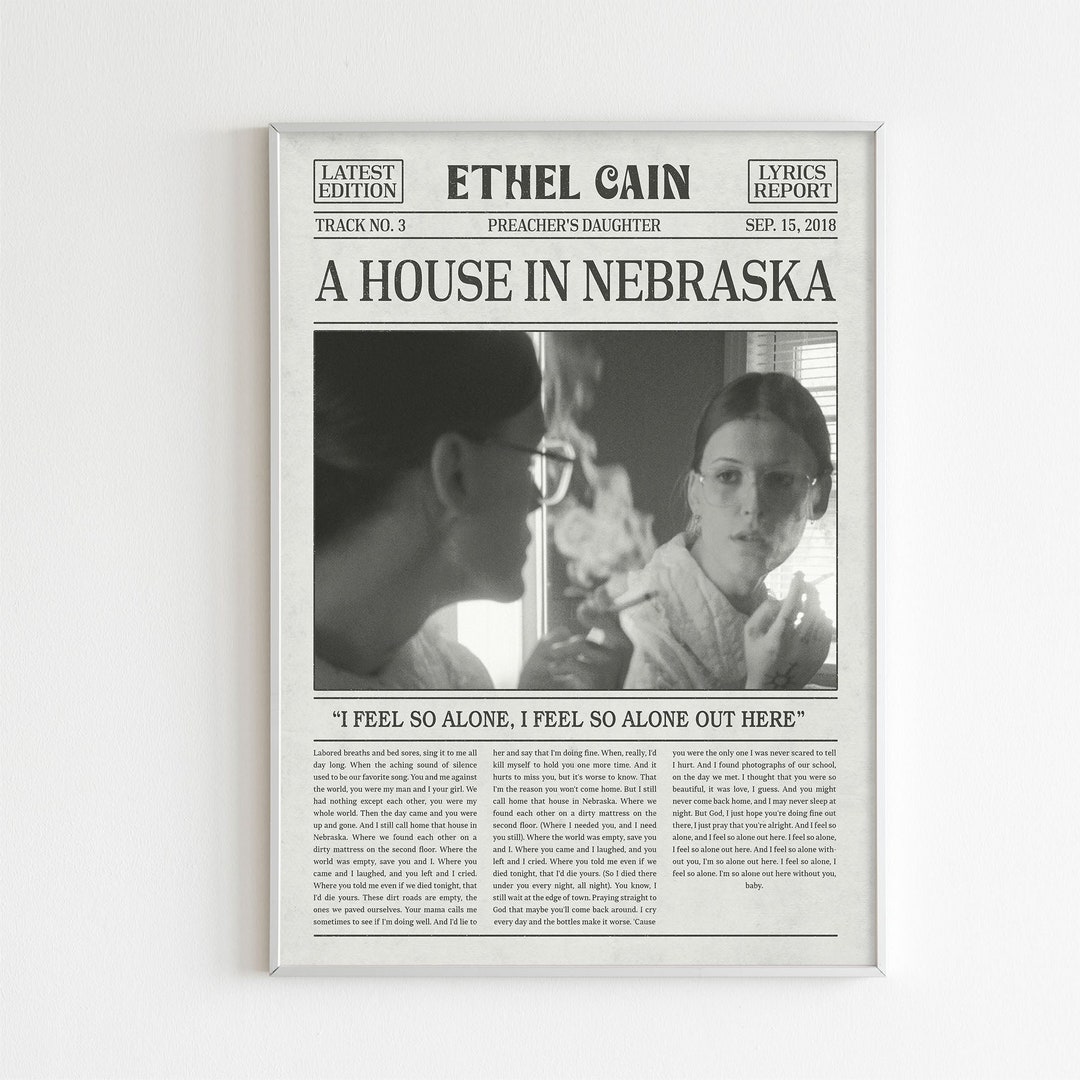 Vintage Ethel Cain Newspaper Style Poster A House in Nebraska - Etsy