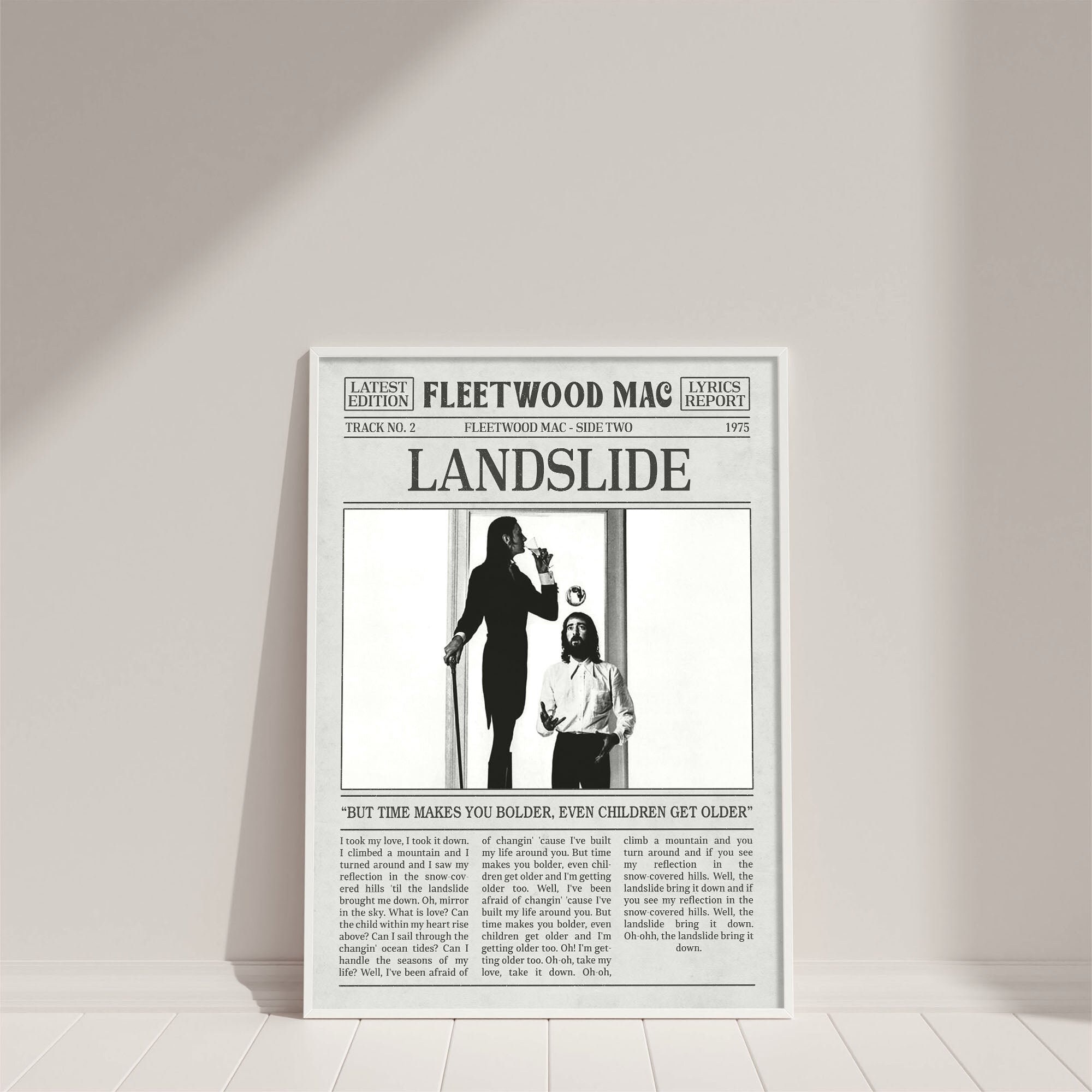 Vintage Fleetwood Mac Newspaper Style Poster Landslide - Etsy