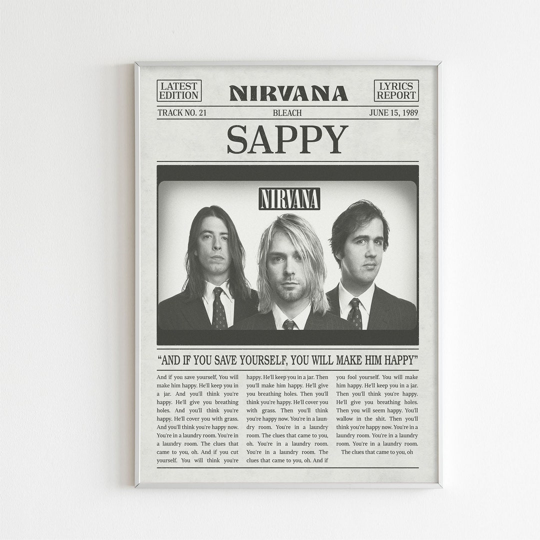 Vintage Nirvana Newspaper Style Poster Sappy Poster Nirvana - Etsy