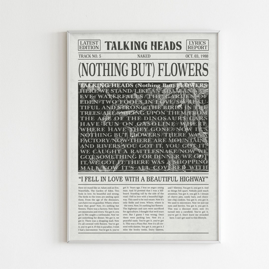 Vintage Talking Heads Newspaper Style Poster Nothing but - Etsy