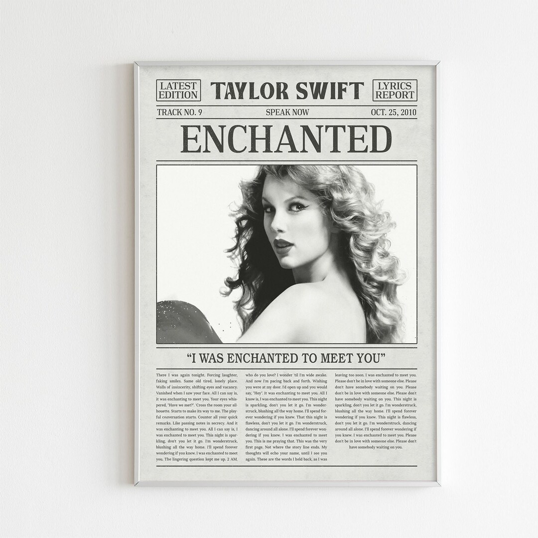 Vintage Taylor Swift Newspaper Style Poster Enchanted Poster - Etsy