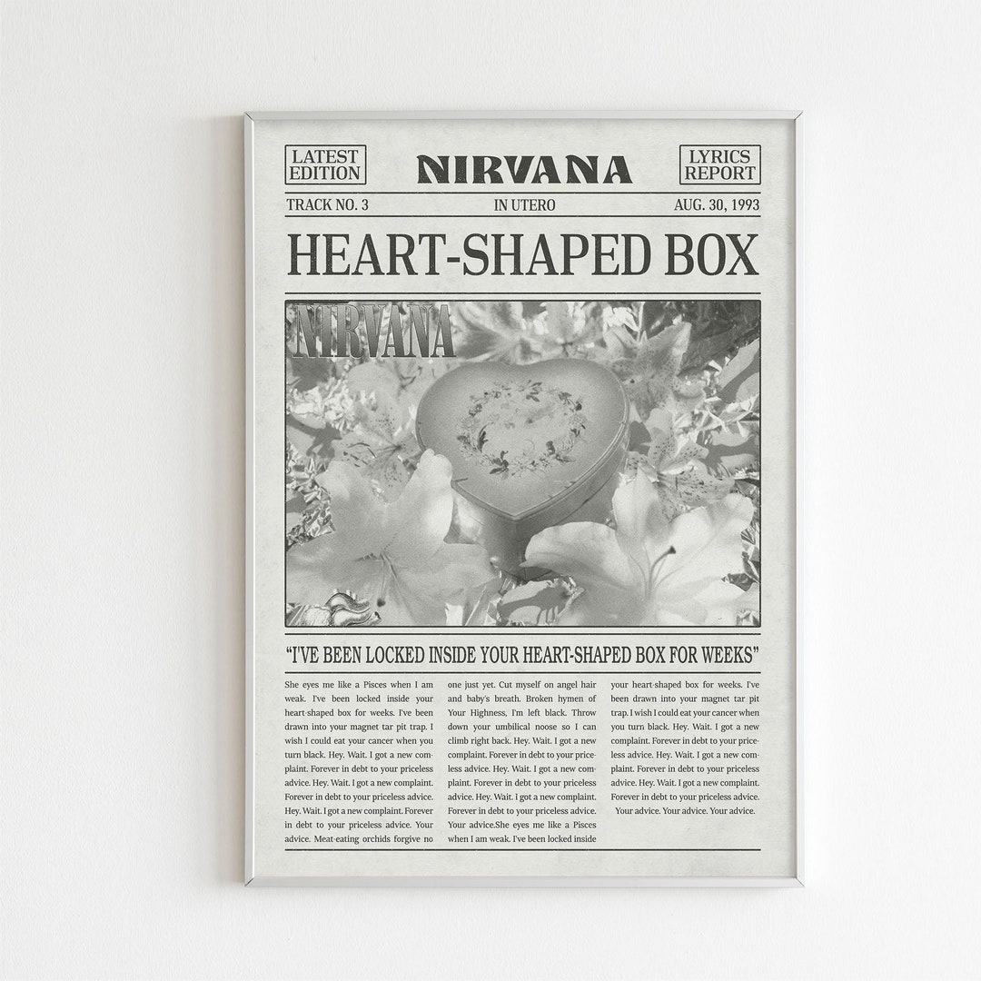 Vintage Nirvana Newspaper Style Poster Heart-shaped Box - Etsy
