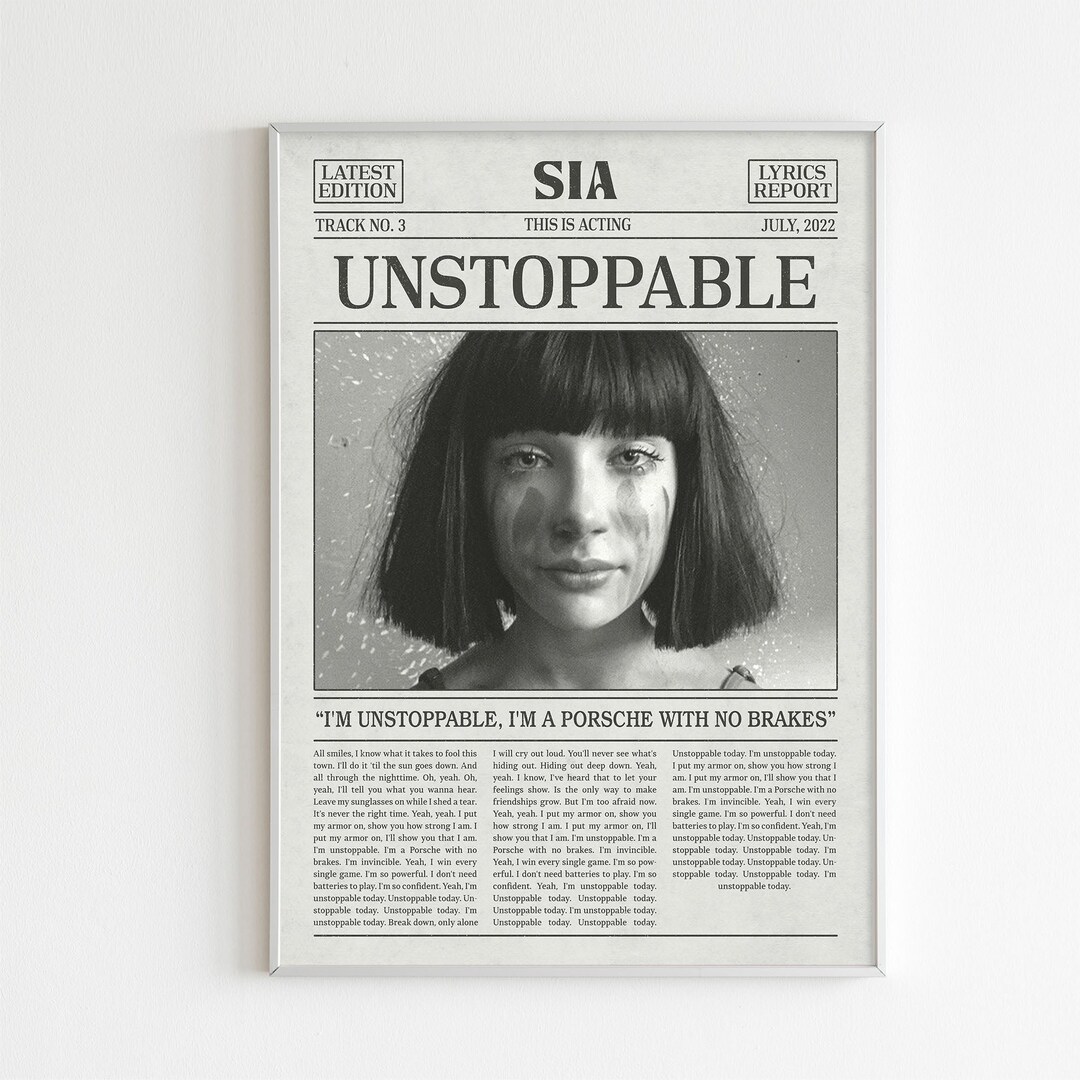 Vintage Sia Newspaper Style Poster Unstoppable Poster Sia - Etsy