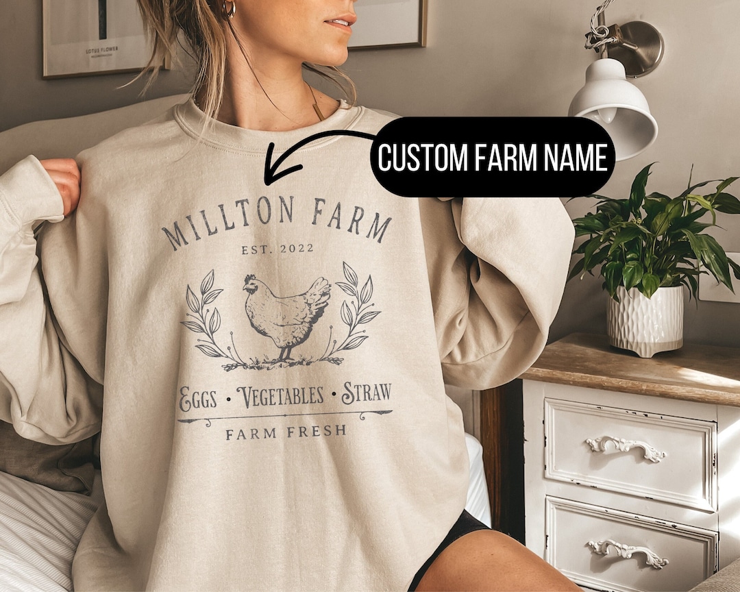 Custom Farm Sweatshirt, Vintage Chicken Sweater, Crazy Chicken Lady ...