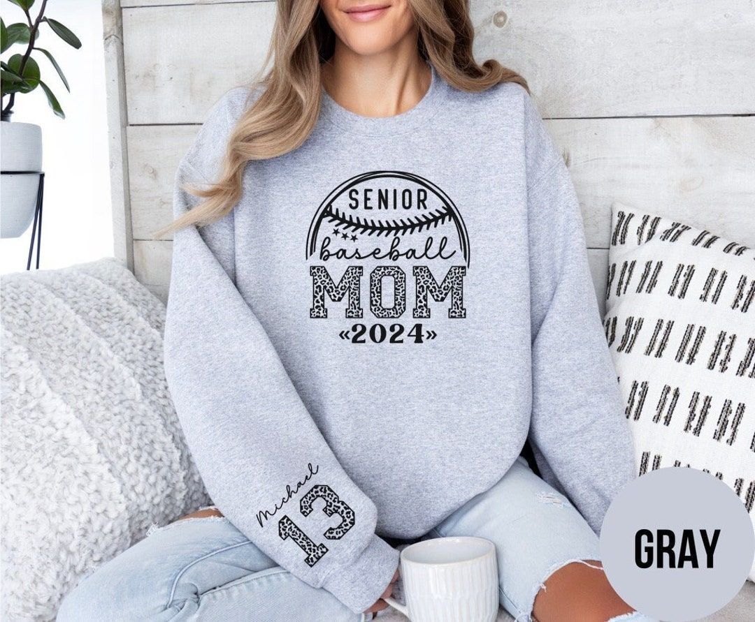 Custom Senior Baseball Mom Sweatshirt, Leopard Print Game Day Crewneck ...
