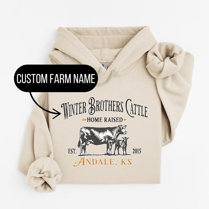 Custom Farm Hoodie, Vintage Cattle Sweater, Gift for Cow Lover, Dairy ...