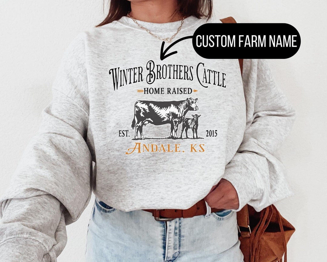 Custom Farm Sweatshirt, Vintage Cattle Sweater, Gift for Cow Lover ...