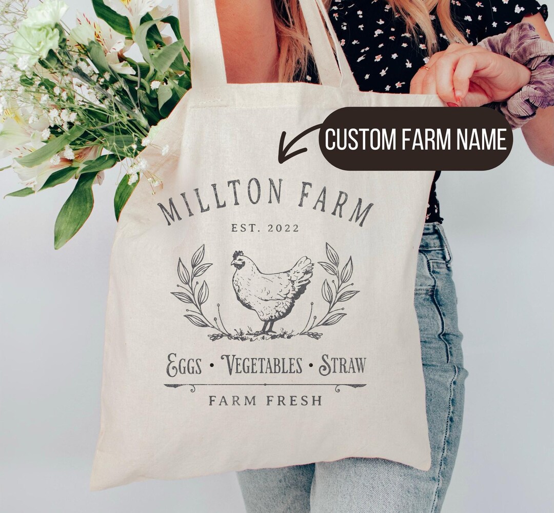 Custom Farm Tote Bag,vintage Chicken Tote,crazy Chicken Lady,garden ...