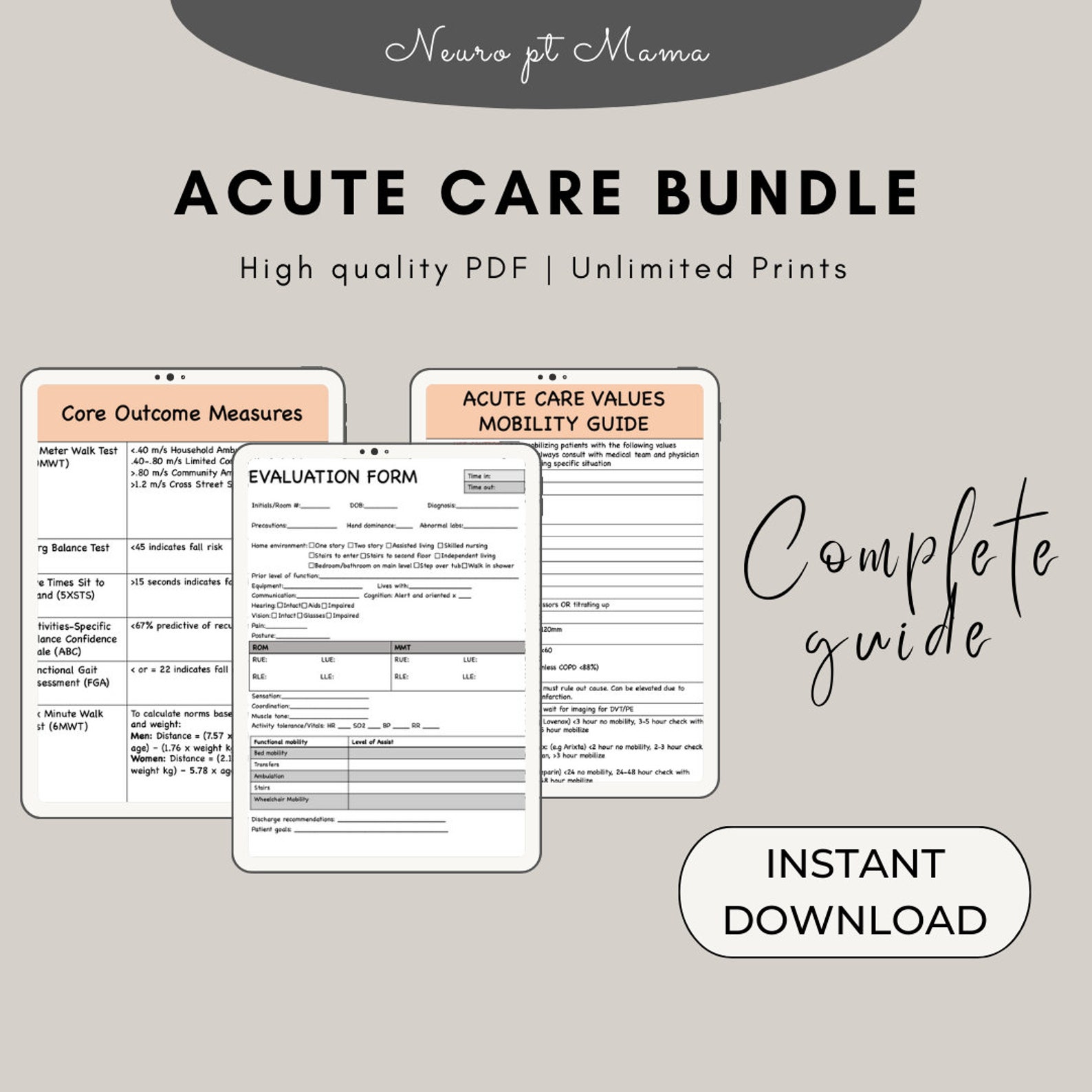 Acute Care Cheat Sheet for PT Students, Physical Therapy Cheat Sheet ...