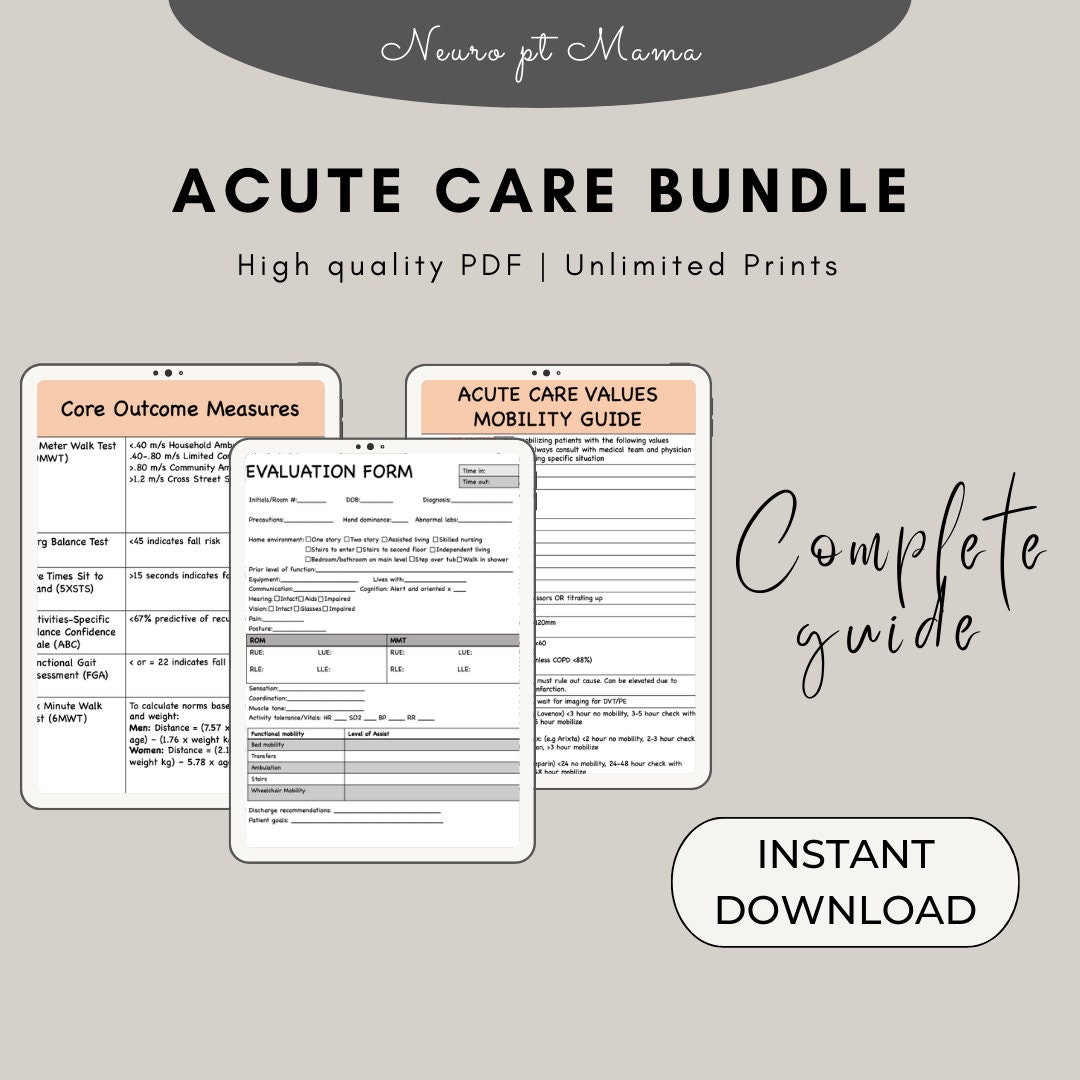 Acute Care Cheat Sheet for PT Students, Physical Therapy Cheat Sheet ...