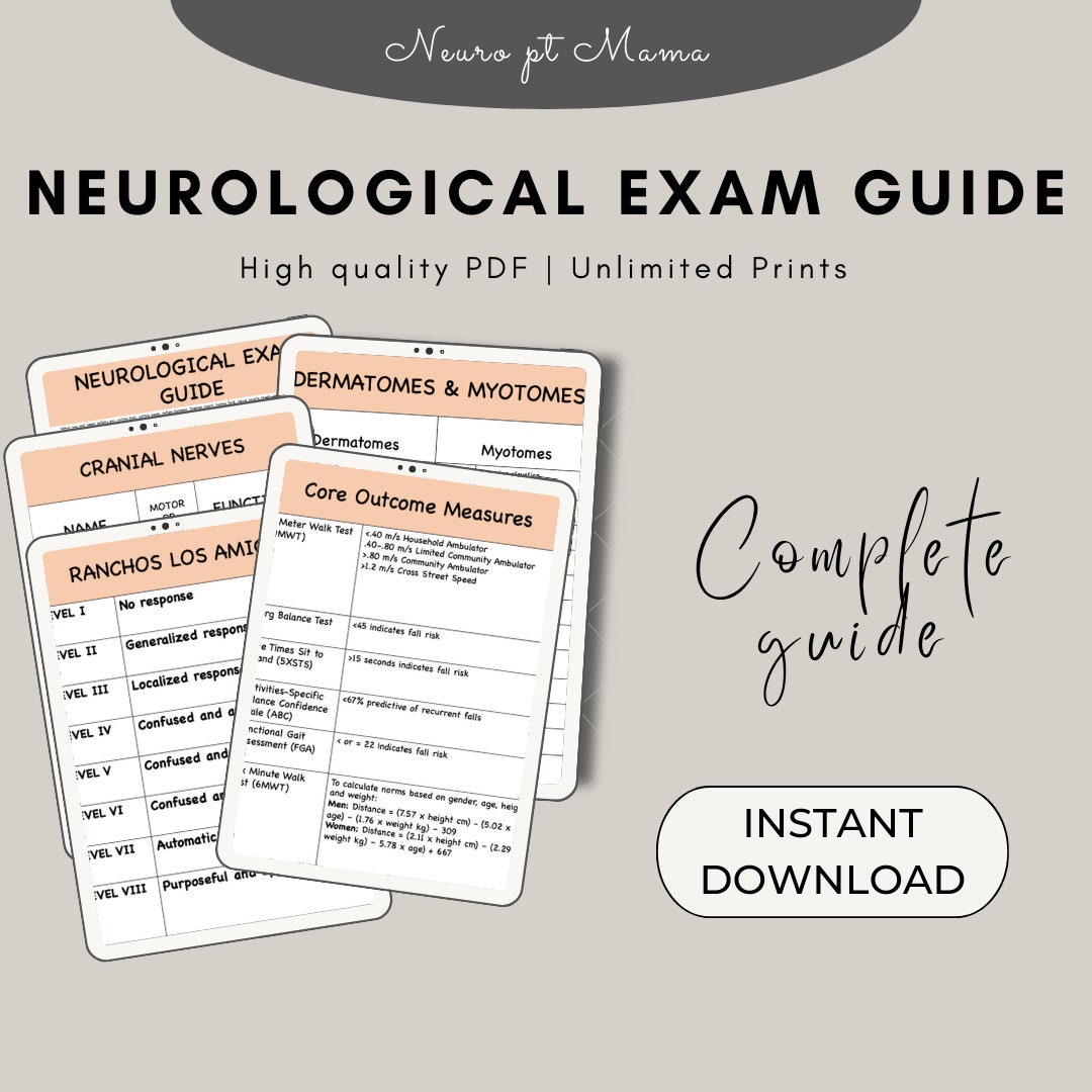 Neurological Exam Guide, Physical Therapy Cheat Sheet, New Grads ...