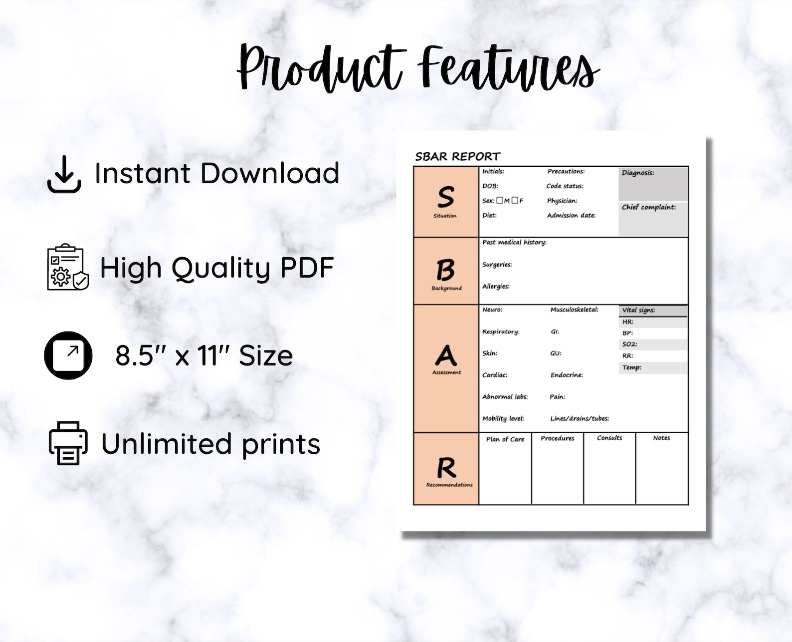 SBAR, Nurse Sheet, Report Sheet, ICU Nurse Report, Patient Assessment ...